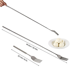 Yosoo Extendable Fork Telescopic Fork Extendable Long Handle Fork Barbecue Toasting Dinner Fruit Dessert Long Fork Cutlery (1 pc)