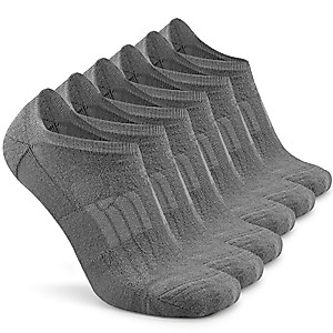 Busy Socks Men's Merino Wool No Show Athletic Running Socks, Women's Mesh Breathable Super Soft Thin Socks for Summer, 6 Pairs, Large, Medium Grey