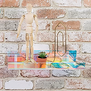 X-FLOAT The Original Rainbow Iridescent Acrylic Floating Shelves (Wall Mounted) for Bedroom, Bathroom, Living Room or Kitchen (Set of 2)