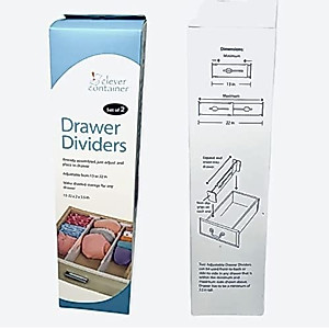 RoomForLife- Drawer Dividers Set of 2 - Dual Adjustable Straight Plastic Dividers fo drawers - Home Organization