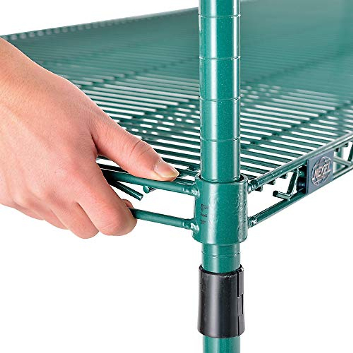 Nexel 21" x 48" x 54", 4 Tier Adjustable Wire Shelving Unit, NEXGuard Anti-Microbial Agent, NSF Listed Commercial Storage Rack, Poly-Green, Leveling feet