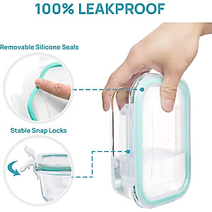 AISOON 18-Piece Glass Food Storage Containers with Lids, Meal Prep Containers,Leak Proof, Dishwasher Safe Glass Food,Oven/Microwave/Freezer Safe((9 Lids & 9 Containers)