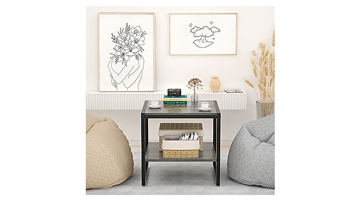 Homieasy End Table - Modern 20-Inch Square Nightstand with Storage