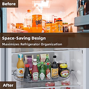 Lazy Susan for Refrigerator, Growfessor Refrigerator Lazy Susan with Unique Anti-Slip Design – Rectangular, Easy Glide with 4 Strong Suction Cups, 15.75" X 11" – Premium Refrigerator Storage Solution
