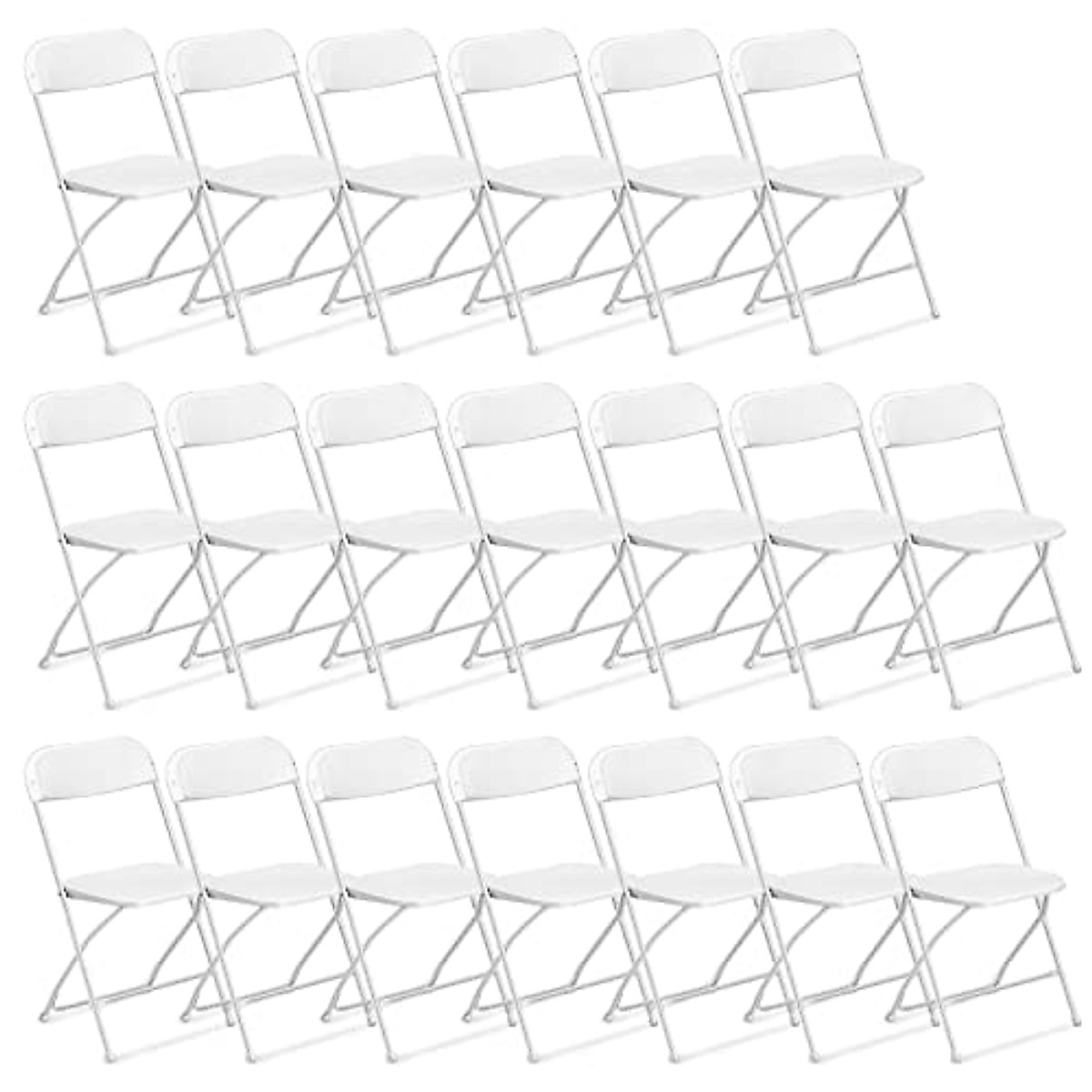 VINGLI 20 Pack White Plastic Folding Chair, Indoor Outdoor Portable Stackable Commercial Seat with Steel Frame 350lb. Capacity for Events Office Wedding Party Picnic Kitchen Dining