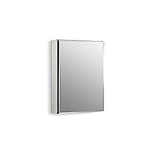 KOHLER CLC Flat, Single Medicine Cabinet with Mirrored Door, 20” Width x 26” Height, Aluminum, Frameless with Beveled Edges, One Size, Silver