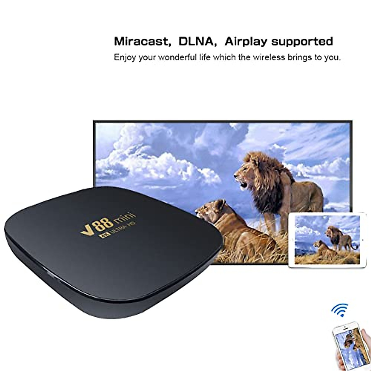 GIUIN 1 Set TV Box Android 12 Allwinner H3 Core 2.4G WiFi 8K Set Top Box 8GB+128GB Media Player US Plug