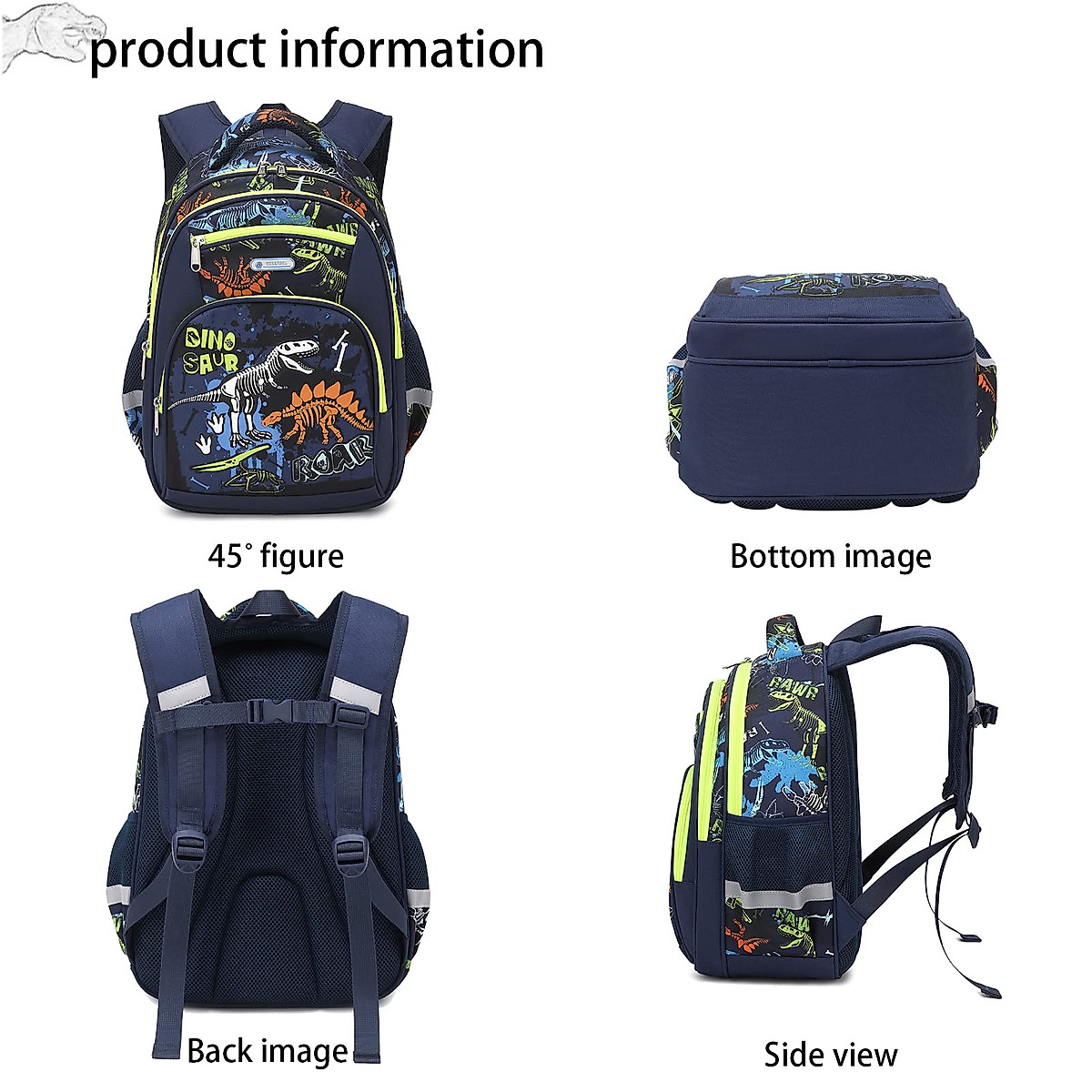 Cusangel Kids Backpack for Boys Elementary Preschool School Bags 16 Inch Dinosaur Backpack Multi Compartment,Sturdy Backpack Age 5-10(Dinosaur Fossil, Glow In The Dark)