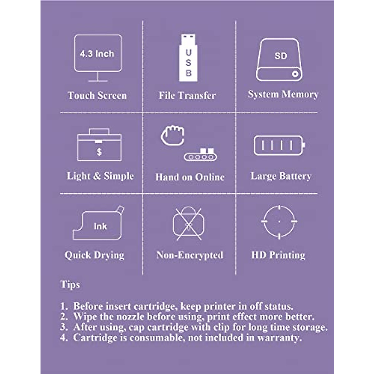 PEKOKO 50.8mm Handheld Inkjet Printer QR Code Printer with Color Touch Screen Coding & Marking Machine for Plastic Bag,Carton Box,Pipe,Tube,Eggs,Foam,Metal, Porcelain, Wood, Building Materials