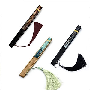 Folding Hand Fan Folding Fan Handheld Folded Fan Vintage Xuan Paper Fans with Gift Box, Foldable Bamboo Folder for Chinese Men and Women Fan Foldable Fan Hand Held Fans (Color : D, Size : 16.7cm)