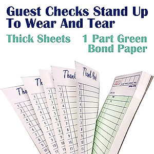 Guest Check Pads For Waiters Waitresses Servers Restaurants Orders or Child’s Practice Single Page Durable Thick Paper 50 Sheets 20 Pk