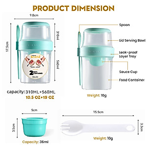 The INC Brand Yogurt Parfait Cups With Lids, Reusable Yogurt Containers With Spoons, Overnight Oats Containers With Lids, Set Of 4 Crunch Cups To Go, 4 Colors