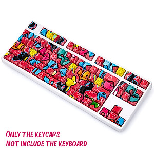 UniCusMech ABS Keycaps 104 Keys OEM Profile Gaming Keycap Set Backlight Frosted Thickened for Cherry MX Gateron Kailh Switch Mechanical Keyboard(Red)