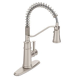 Moen 5927SRS Belfield One-Handle Pre-Rinse Spring Kitchen Faucet with Power Boost, Spot Resist Stainless