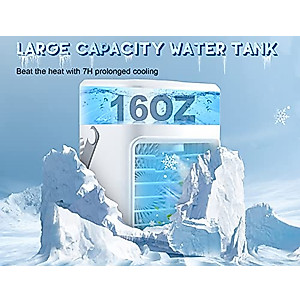 Chill2.0 Mini Air Conditioner with 700ML, Portable Air Conditioner, Evaporative Air Cooler, 3 Speeds Personal Space Cooler Humidifier, Small Portable AC Desk Spray Fan for Home Office Room