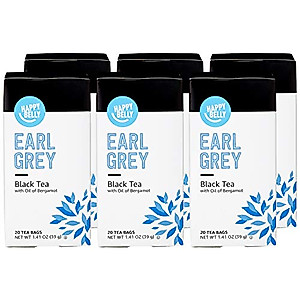Amazon Brand - Happy Belly Tea Bags, Earl Grey, 120 Count (6 Packs of 20) (Previously Solimo)