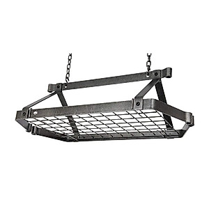 Enclume DR5 Decor Retro Rectangle Ceiling Rack with Grid, Hammered Steel