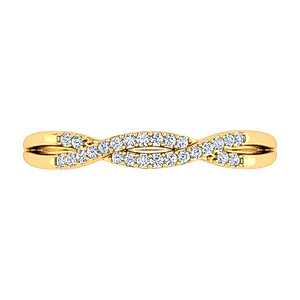 1/10 Carat (ctw) 10K Yellow Gold Diamond Ladies Swirl Stackable Anniversary Ring (Ring Size 8) (I1-I2 Clarity)