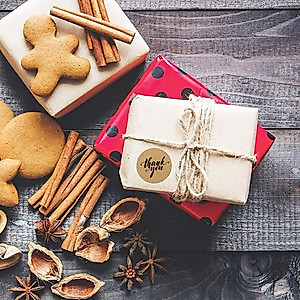 1 Inch Kraft Thank You Stickers 500 Pcs Sealing Thank You Stickers for Christmas Gifts, Weddings, Giveaways, Bridal Showers, Party and Small Business (1 Inch, Brown)