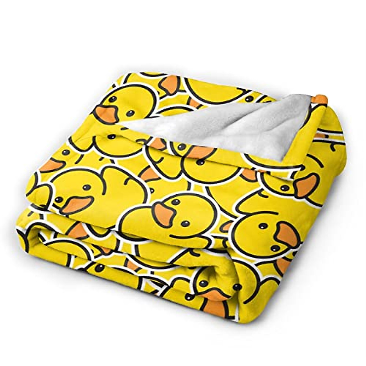 Perinsto Cute Rubber Duck Throw Blanket Ultra Soft Warm All Season Yellow Cartoon Ducks Decorative Fleece Blankets for Bed Chair Car Sofa Couch Bedroom 50"X40"