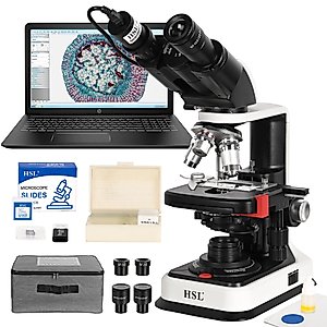 HSL 40X-2500X Binocular Compound Microscope Profesional,3MP Camera Electron microscopes for Adults,Biological lab microscopio 1000x 400X Mechanical Stage Digital abbe Condenser