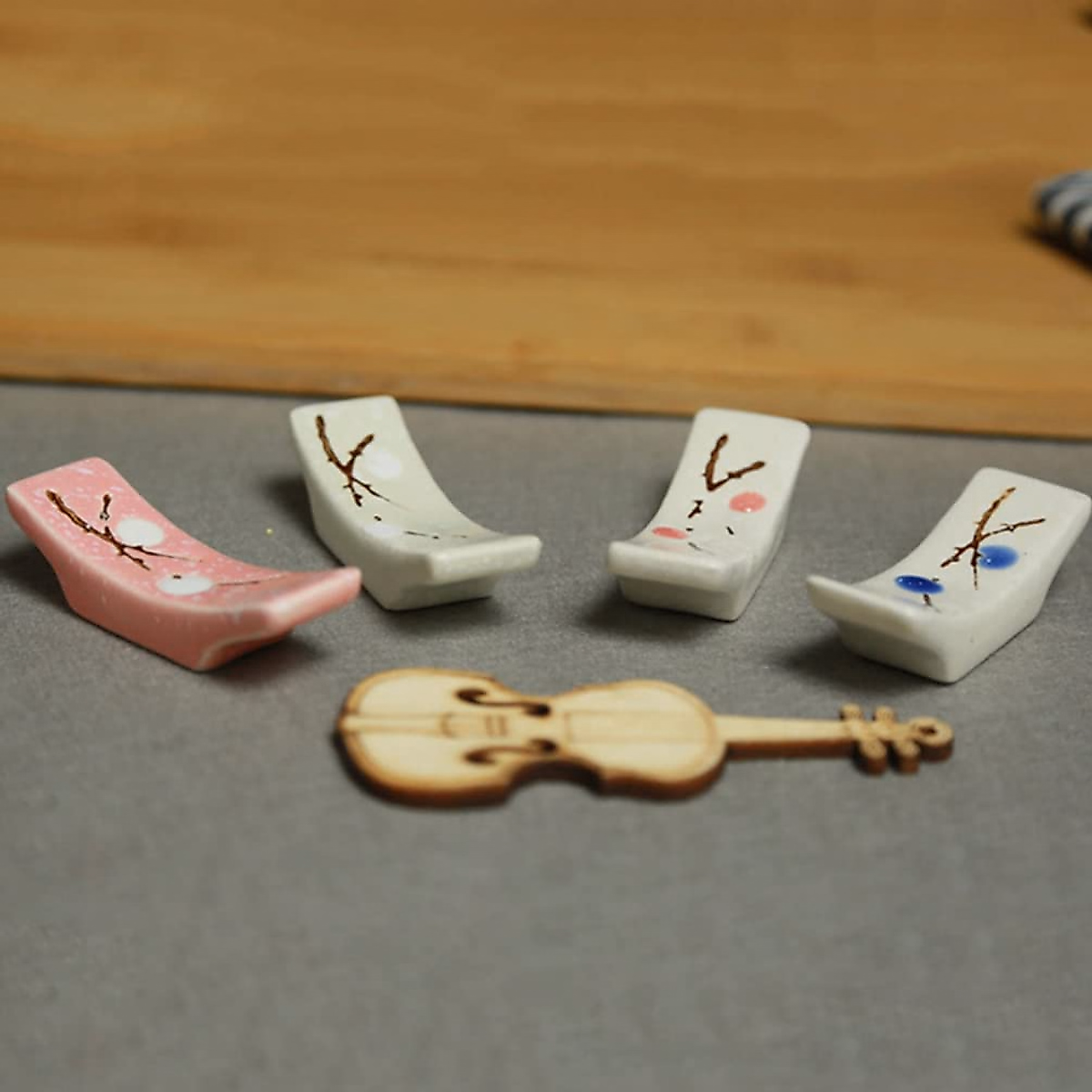 Luxshiny 8pcs Ceramic Chopsticks Rest Plum Blossom Pattern Japanese Style Chopsticks Stand Pillow Spoon Fork Holder Knife Rests for Chopsticks Forks Spoons Knives Paint (Random Color)