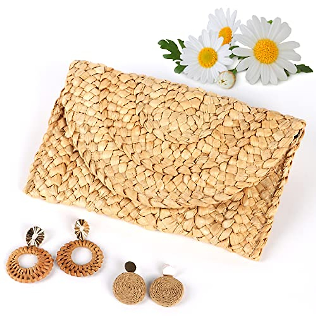 i-Keaui Straw Shoulder Bag for Women Woven Purse Clutch Straws Bags Women's Handbags Summer Beach Envelope Wallet