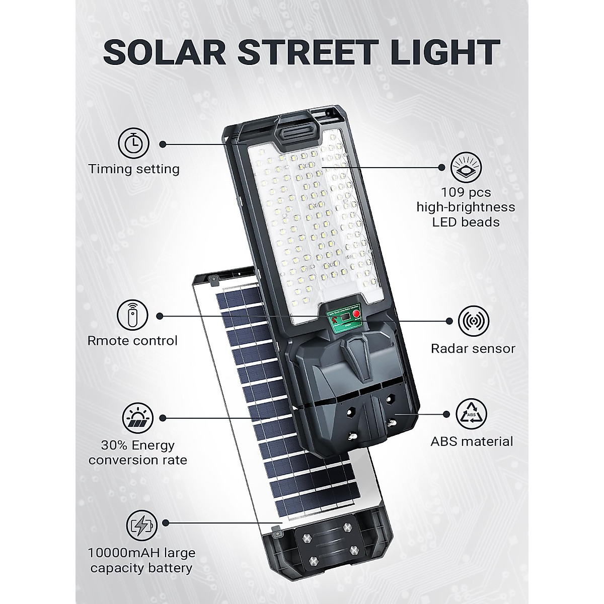 WONYO 1500W Solar Street Lights, Solar Parking Lot Lights with Remote Control & Radar Sensor, Waterproof IP65 Auto On/Off Solar Outdoor Light for Garden, Yard, Path, Basketball Court, Road