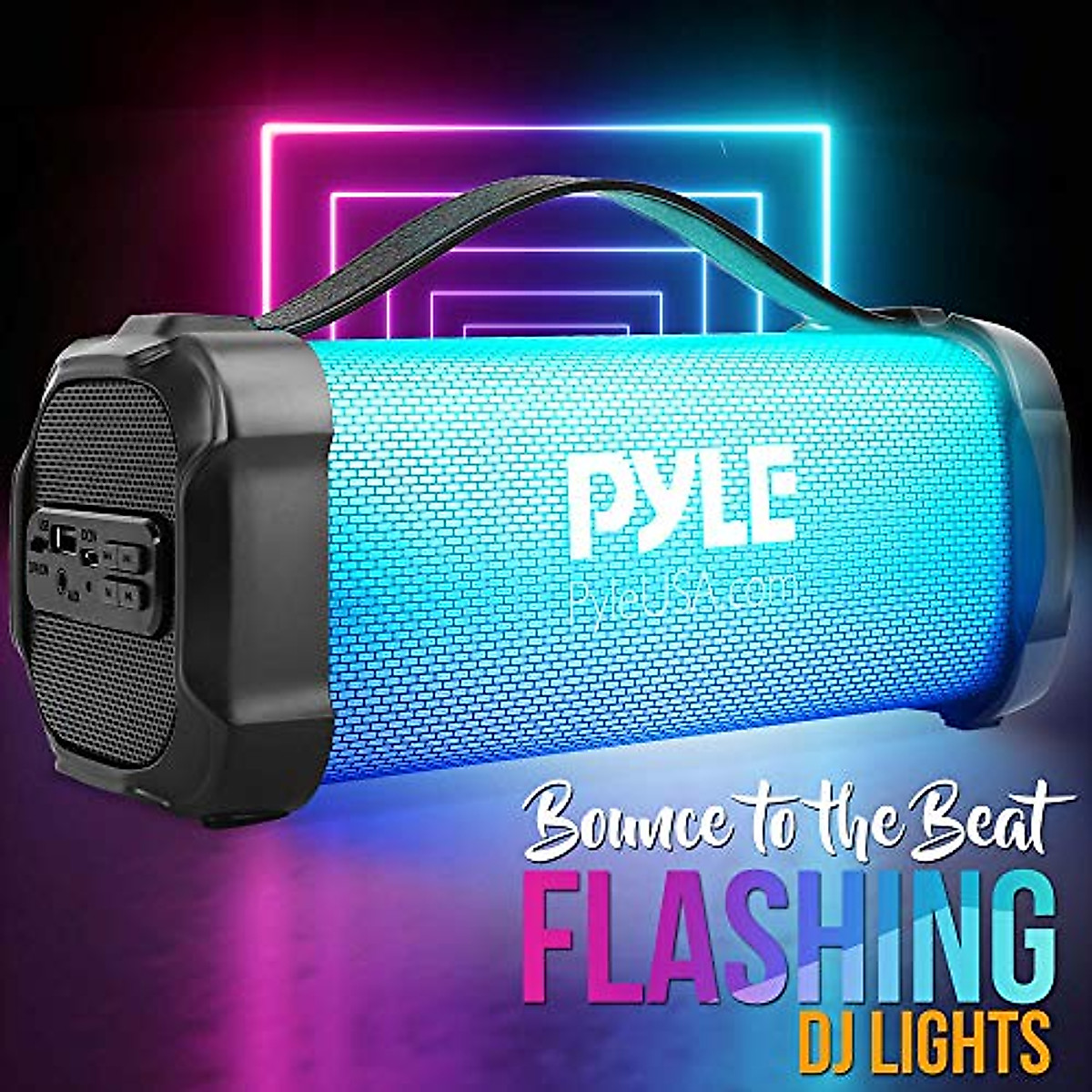 Pyle Wireless Portable Bluetooth Boombox Speaker - 300 Watt Rechargeable Boom Box Speaker Portable Music Barrel Loud Stereo System with AUX Input, MP3/USB Port, Fm Radio, 2.5" Tweeter - Pyle PBMSPRG4