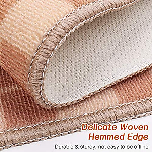 Outamateur Kitchen Rugs Set of 2, Kitchen Runner Rugs Soft Kitchen Mat Runner Carpet Set Bath Rug Doormat, Non-Slip Durable and Spill Resistant 16”x24”+16”x47” (Chef Hat Pattern Light Brown)