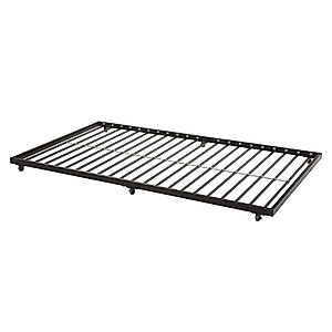 Home Accent Furnishings Modern Industrial Twin-Size Roll-Out Metal Trundle Bed Frame - Black
