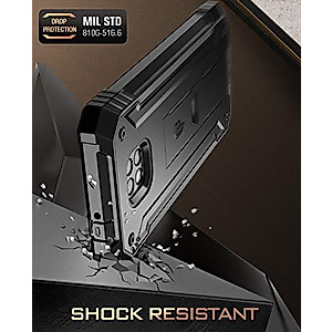 Poetic Revolution Series Case for Moto G Power (2021), Full-Body Rugged Dual-Layer Shockproof Protective Cover with Kickstand and Built-in-Screen Protector, Black