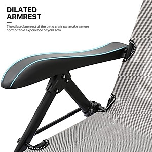 MoNiBloom Lounge Chair Adjustable Patio Chair Steel Frame Outdoor Furniture Recliner Folding Lounge Camping Chair with Headrest for Pool Side Yard Beach, 330lbs Capacity