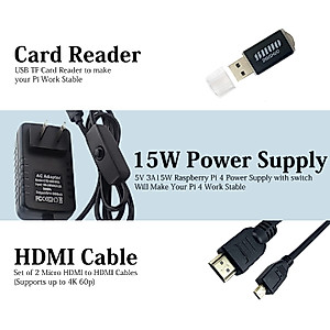 DIGISHUO Raspberry Pi 4B Model B 8GB RAM DIY Kit | with Case | Pi Cooling Fan | San Disk 64G SD Card Micro-SD | Micro HDMI Cable | Sufficient 5V 3A Power Supply (8G Module 8 in 1 Kit)