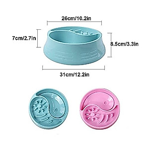 FUUIE Bowls for Food and Water Large Capacity Slow Feeder Dog Bowl 2 In1 Food Water Pet Bowl Drinking Prevent Bloat Vomiting Wet Mouth (Color : Blue)