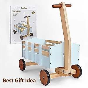 PairPear Wooden Push Wagon Toy,Kids Cargo Walker Cart Wagon Baby Walker for Toddlers，Push and Pull Toys Gift for Babies Boys and Girls.