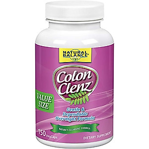 Natural Balance Colon Clenz | Herbal Colon Cleanse & Detox Supplement | Gentle & Dependable Overnight Formula (150 CT)