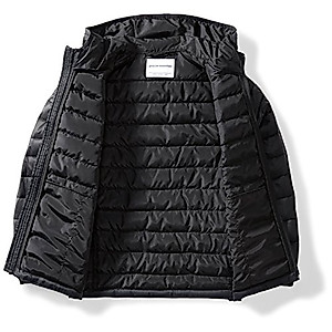 Amazon Essentials Boys' Lightweight Water-Resistant Packable Hooded Puffer Coat, Black, X-Large