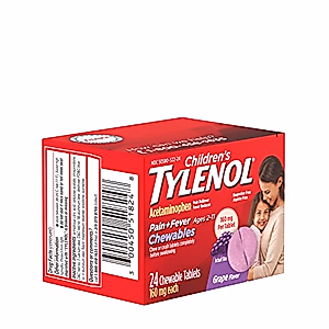 Tylenol Children's Chewables, 160 mg Acetaminophen for Pain & Fever Relief, Grape, 24 ct