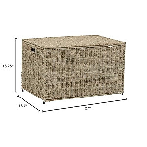 Household Essentials ML-5665 Decorative Wicker Chest with Lid for Storage and Organization | Large | Light Brown
