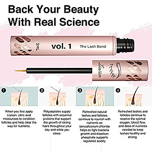 Liaison Lash Bond Eyelash Growth Serum - Natural Peptide Lash Boost & Enhancer for Longer, Fuller, & Thicker Lashes - Vegan, Cruelty Free, Paraben Free, Talc Free & Irritation Free Formula