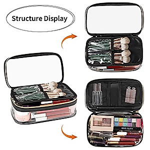 OCHEAL Clear Makeup Bags Small Cosmetic Bag Portable Cute Transparent Travel Makeup Bag with zipper for Women and Girls Cosmetics Toiletries storage Organizer Pouch-Black