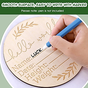 Baby Birth Announcement Sign Wooden Hello World Newborn Sign Round Double-Sided Boho Willow Branch Baby Name Announcement Sign for Girl Boy Photo Prop Baby Shower Nursery Gift Keepsakes(Style 2)