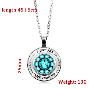 Gerophor I Love You Three Thousand 3000 Circle Necklace, Tony Stark Arc Reactor - Luxury Necklace!