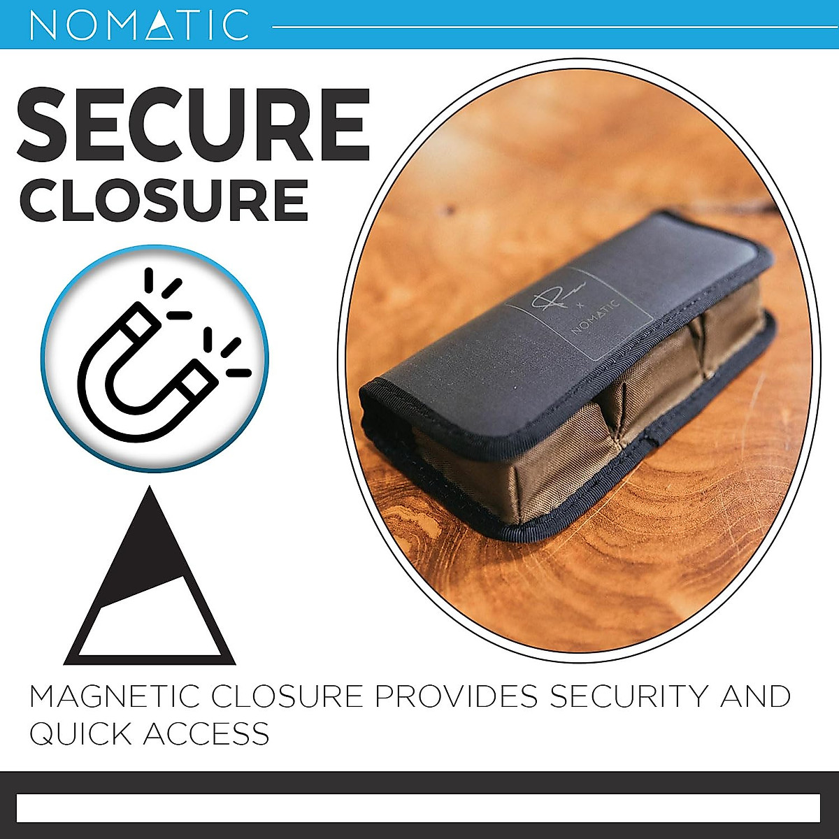 NOMATIC McKinnon Battery Case - DSLR Camera Battery Holder Organizer with Magnetic Closure for 3 Batteries