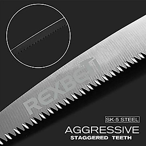 REXBETI Folding Saw, Heavy Duty 11 Inch Extra Long Blade Hand Saw for Wood Camping, Dry Wood Pruning Saw With Hard Teeth, Quality SK-5 Steel