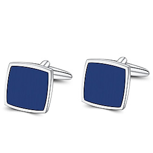 Mr.Van Blue Opal Cufflinks Platinum Plated Cuff Links Set Gemstone Reiki jewelry