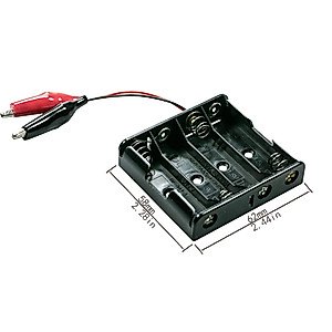 risingsaplings 4 Slots 4X 1x4 1.5V Total: 6V AA Battery Holder Box with Alligator Clip Easy to use (Pack of 2)