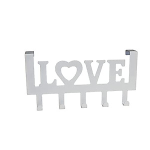 Dependable Industries inc. Essentials Over Door Hanger Heavy-Duty Hook, Hanging Clothes Coat Bag Robe Keys Towel Bathroom Closet Back of Door Hanger Sturdy 5 Hooks Love