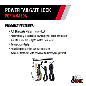 Pop & Lock - Power Tailgate Lock Fits Ford F150, Models 1997 to 2004 - for Tailgate Without OEM Manual Lock (PL8200)